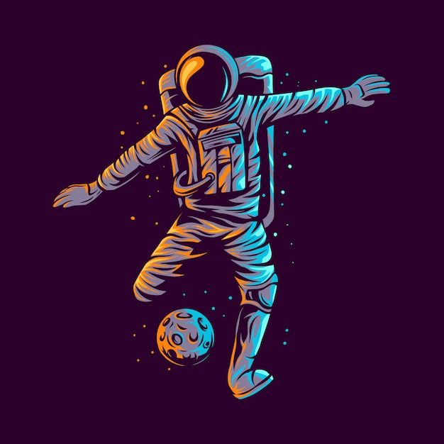 Cosmic Footballer Dribbling a Galactic Soccer Ball | Jiffy Designs