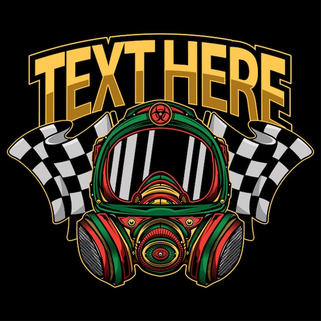 Vibrant Retro Racing Helmet with Text Overlay | Jiffy Designs