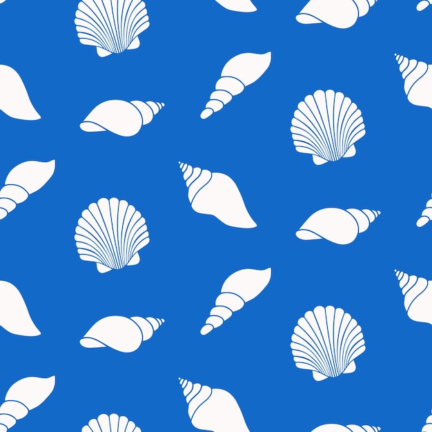Vibrant Seashell Pattern on Cobalt Blue Background | Jiffy Designs
