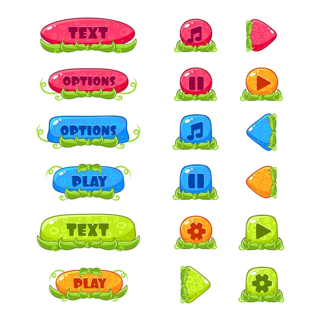 Vibrant Watermelon-Themed Game Buttons and Icons | Jiffy Designs