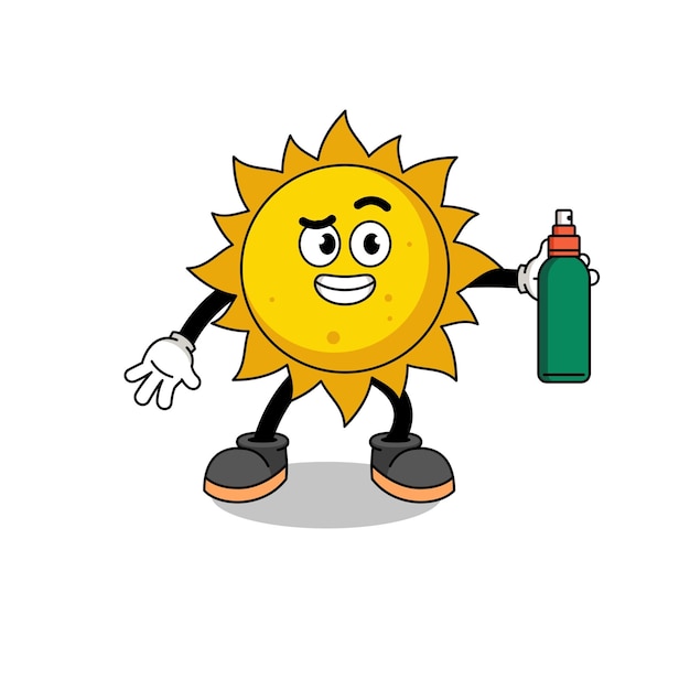Cheerful Sun Character Holding Spray Bottle | Jiffy Designs