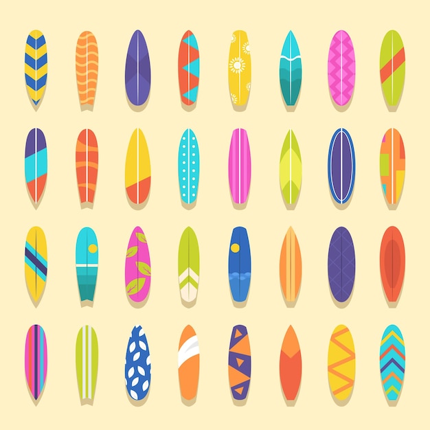 Vibrant Surfboard Silhouettes: A Colorful Coastal Mosaic | Jiffy Designs