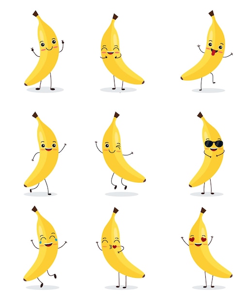 Vibrant Collection of Cheerful Banana Characters with Diverse ...