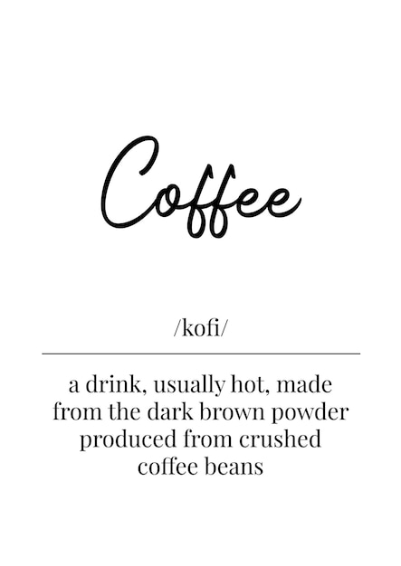 Bold Calligraphic Coffee Word in Minimal Black and White | Jiffy Designs