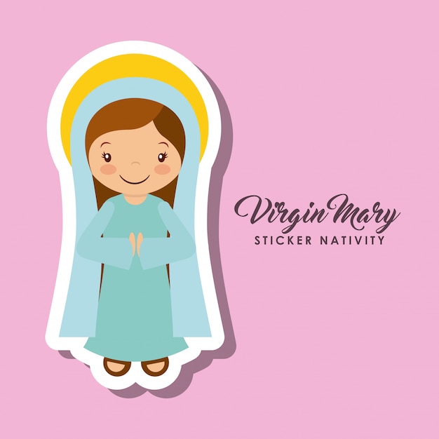 Charming Virgin Mary Sticker Depicting Nativity Scene | Jiffy Designs