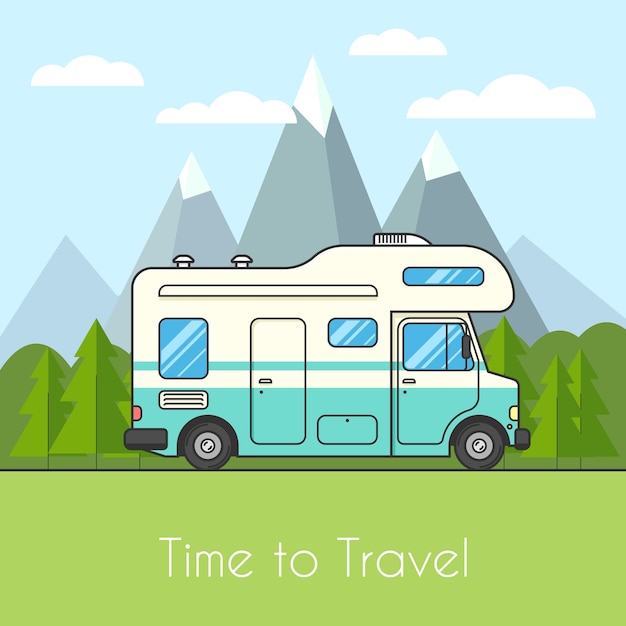 Scenic Mountain Backdrop Frames Adventurous RV Camper | Jiffy Designs