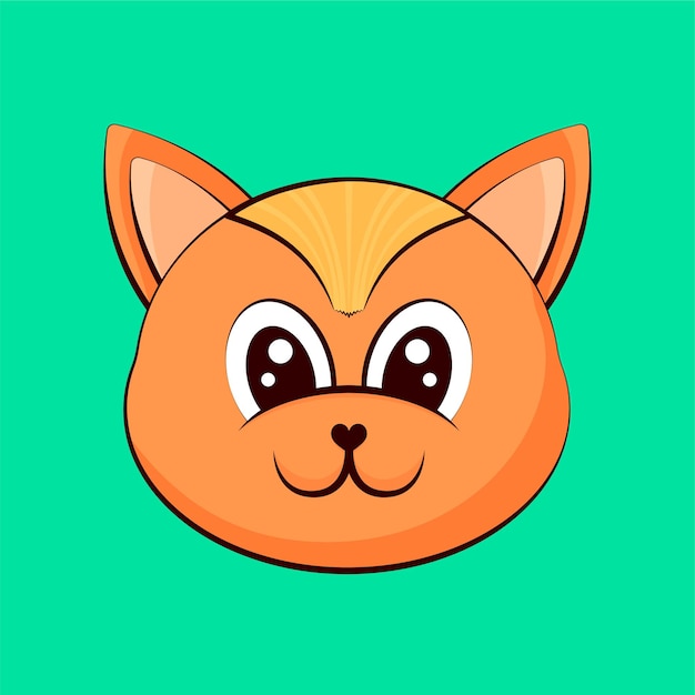 Adorable Cartoon Cat Face with Cute Expression | Jiffy Designs