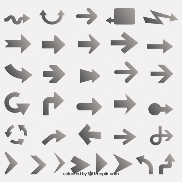 Diverse Collection of Grayscale Arrow Icons and Symbols | Jiffy Designs