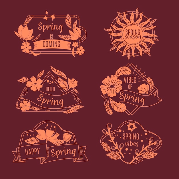 Spring Season Floral Emblems and Badges Illustration Collection | Jiffy ...