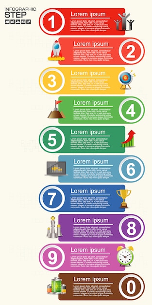 Vibrant Infographic Step Cards with Diverse Icons and Descriptions ...