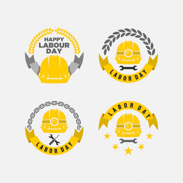Labor Day Celebration Emblems with Retro Industrial Motifs | Jiffy Designs