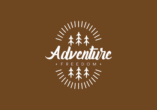 Rustic Adventure Emblem with Evergreen Trees | Jiffy Designs