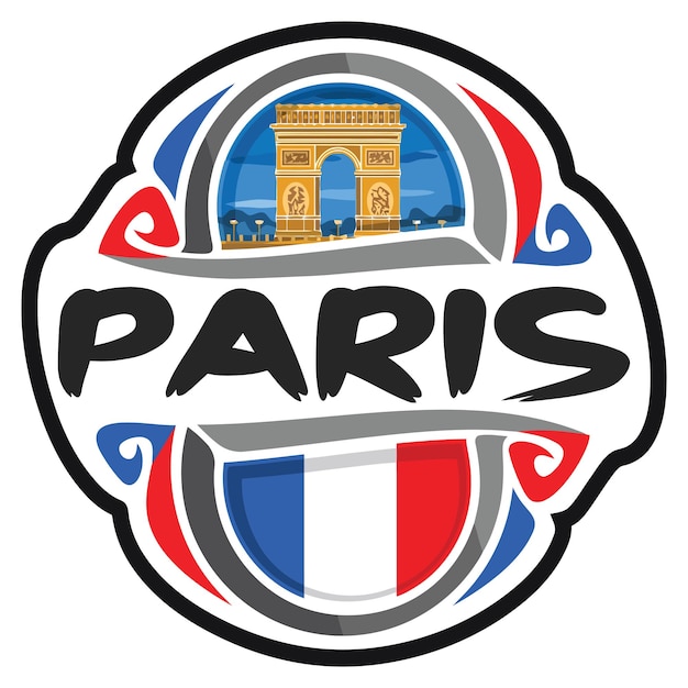 Iconic Paris Landmark in Vibrant Emblem Design | Jiffy Designs
