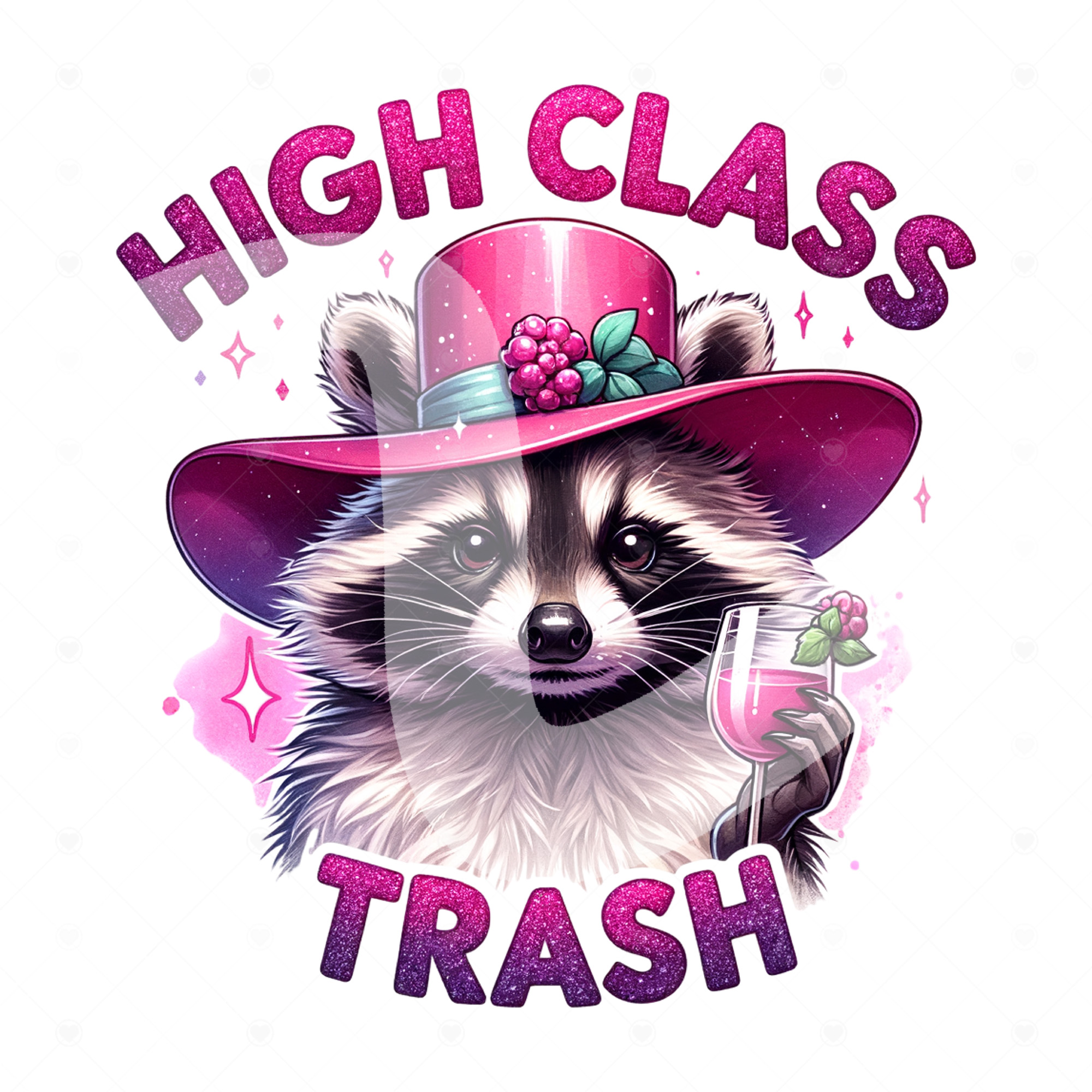 'High Class Trash' Featuring Stylish Raccoon in Vibrant Pink Hat ...