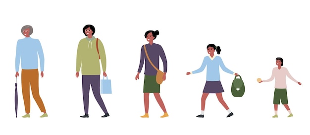 Diverse Collection of Vibrant Illustrated Characters in Everyday Attire ...