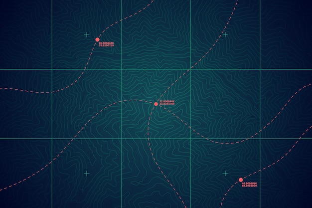 Topographic Map of Rugged Terrain with Marked Locations | Jiffy Designs