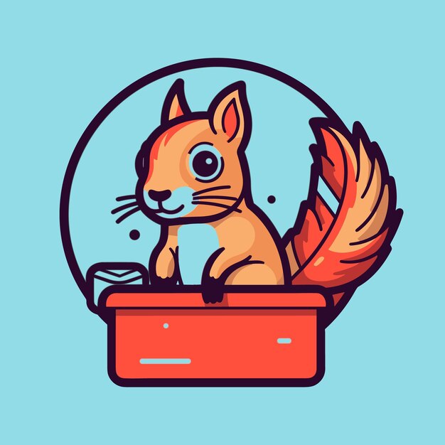 Adorable Squirrel Typing Away on a Vibrant Red Typewriter | Jiffy Designs