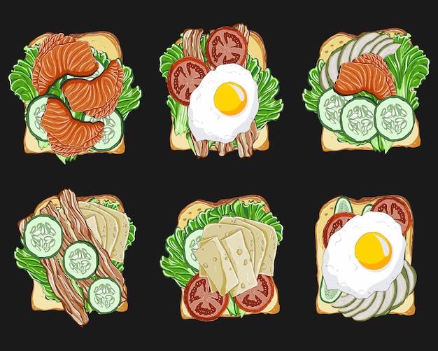 Vibrant Open-Faced Sandwiches with Diverse Toppings and Textures ...