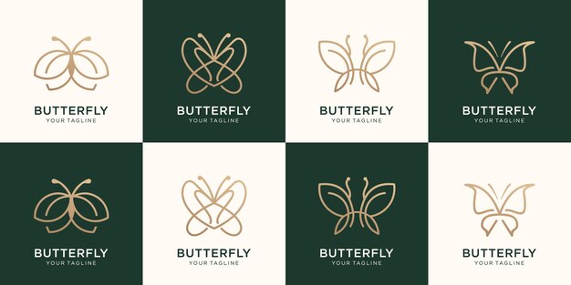 Elegant Butterfly Symbols in Minimalist Green and Gold | Jiffy Designs