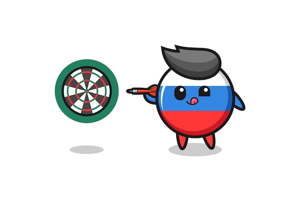 Playful Russia Flag Character Aiming at Dartboard | Jiffy Designs