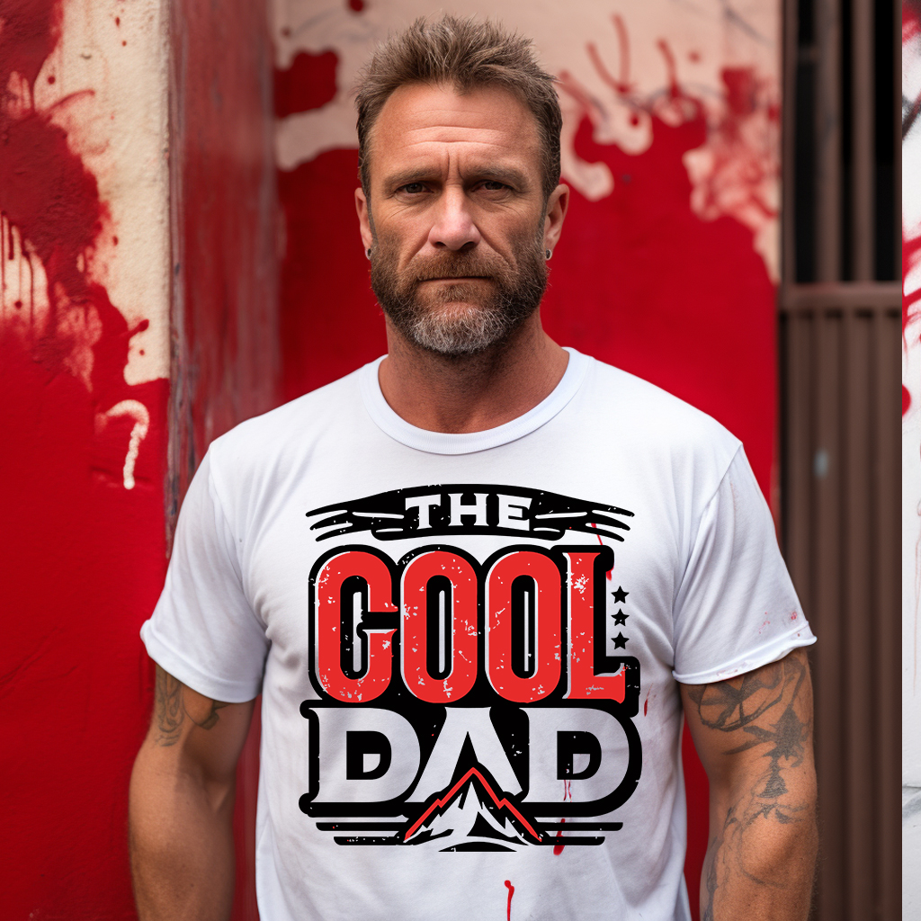 'The Cool Dad' Bold Retro Typography with Stylized Mountain Accent ...
