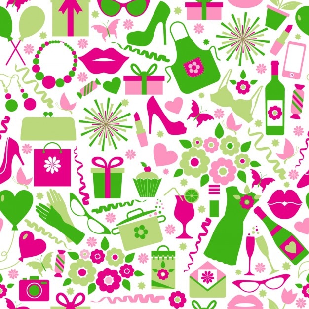 Vibrant Feminine Icons And Patterns Celebrating Love And Festivities