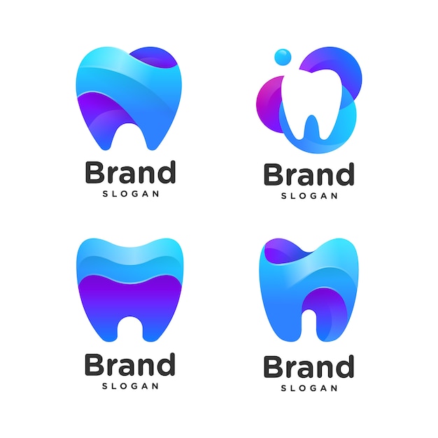 Vibrant Dental Logos: Playful Tooth Shapes in Gradient Hues | Jiffy Designs