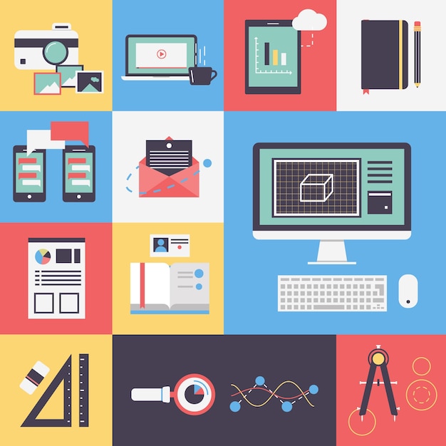 Vibrant Collection of Digital Design Elements and Office Tools | Jiffy ...