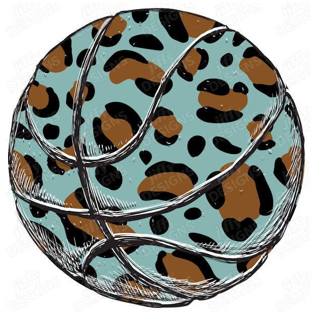 Leopard Print Basketball Featuring Teal and Brown Spots on Spherical ...