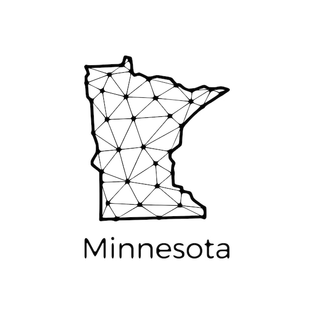 Geometric Outline of Minnesota State with Connecting Dots | Jiffy Designs