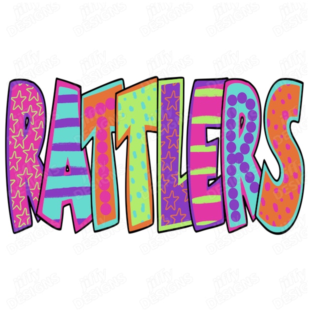 'Patters' Vibrant Multicolored Text with Playful Patterns and Textures ...