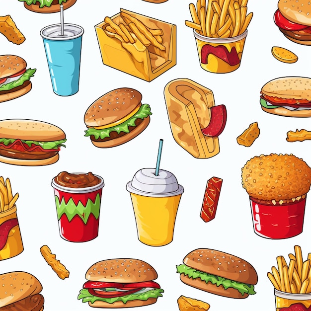 Vibrant Collection of Classic Fast Food Favorites | Jiffy Designs