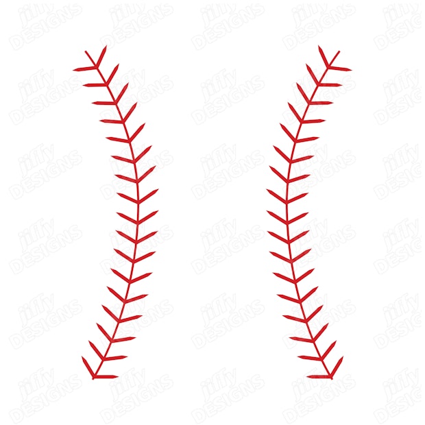 Baseball Stitches Elegant Curved Red Lines on White Background | Jiffy ...