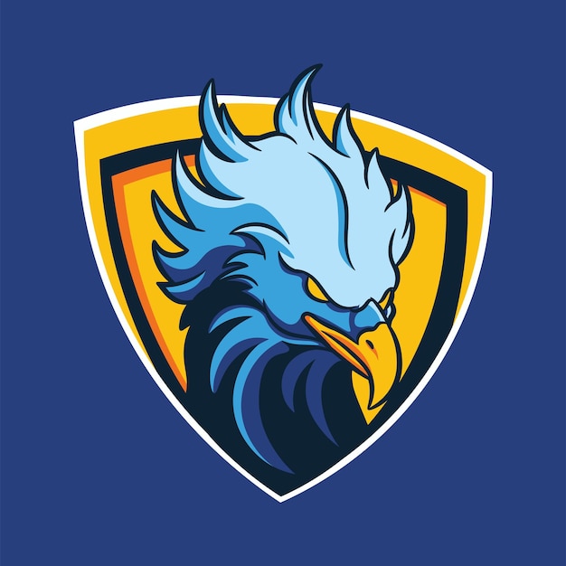 Majestic Blue Griffin Emblem on Royal Shield | Jiffy Designs