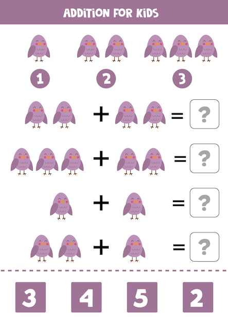 Purple Ghosts Addition Worksheet for Kids Learning Math | Jiffy Designs