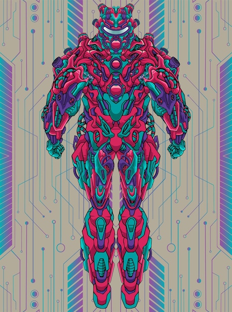 Vibrant Cyborg Warrior in Futuristic Armor | Jiffy Designs