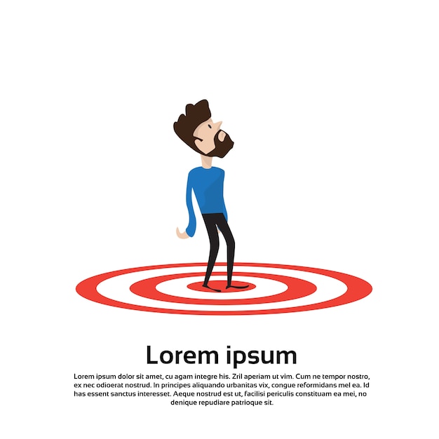 Cartoon Figure Standing on Bullseye with Confident Pose | Jiffy Designs