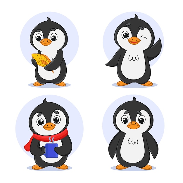 Adorable Penguin Collection with Diverse Expressions and Activities ...
