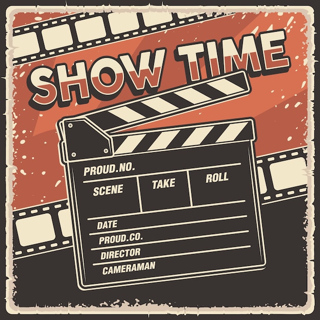 Vintage Movie Director's Clapperboard with Retro Film Strips | Jiffy ...