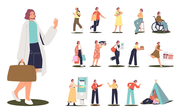 Diverse Collection of Stylized Human Figures in Various Poses and ...