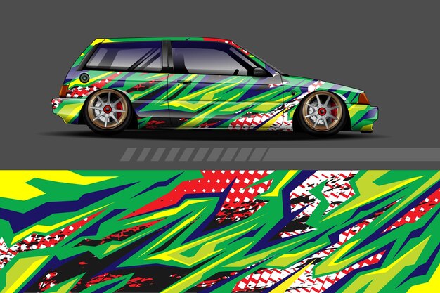 Vibrant Retro-Futuristic Hatchback with Bold Geometric Graphics | Jiffy ...