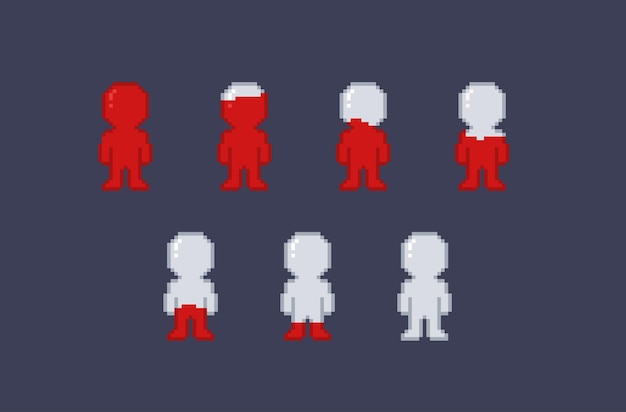 Vibrant Pixel Art Characters in Red and White | Jiffy Designs