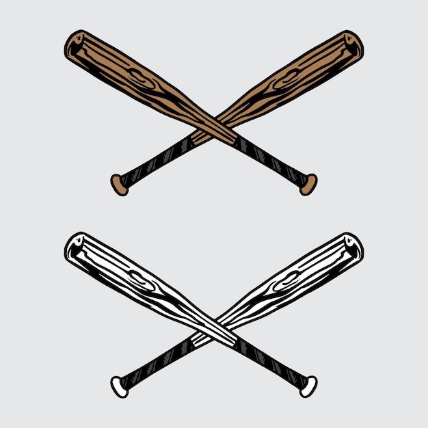 Crossed Wooden Baseball Bats Emblem | Jiffy Designs