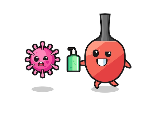 Cute Virus Mascot Holding Disinfectant Spray Bottle | Jiffy Designs