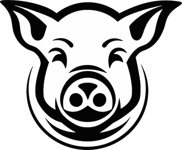 Stylized Pig Head Silhouette with Expressive Features | Jiffy Designs