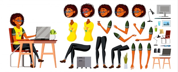 Vibrant Workspace: A Diverse Character's Animated Illustration | Jiffy ...