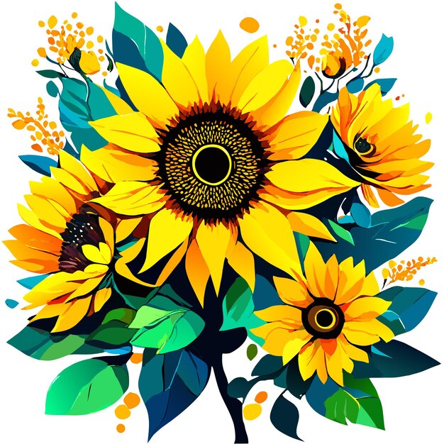 Vibrant Sunflower Bouquet with Lush Foliage | Jiffy Designs