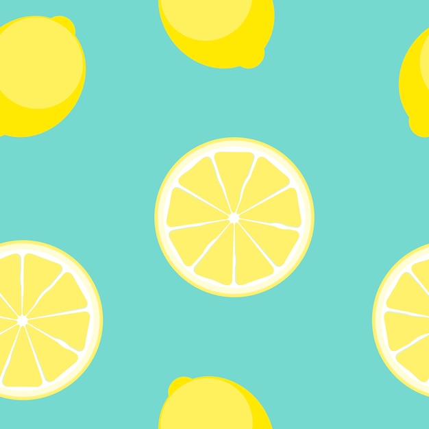 Vibrant Lemon Slice Pattern on Teal Background | Jiffy Designs