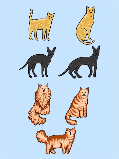Charming Collection of Stylized Cat Illustrations | Jiffy Designs