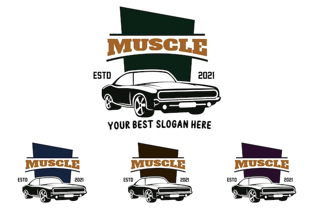 Vintage Muscle Car Collection with Customizable Slogan | Jiffy Designs